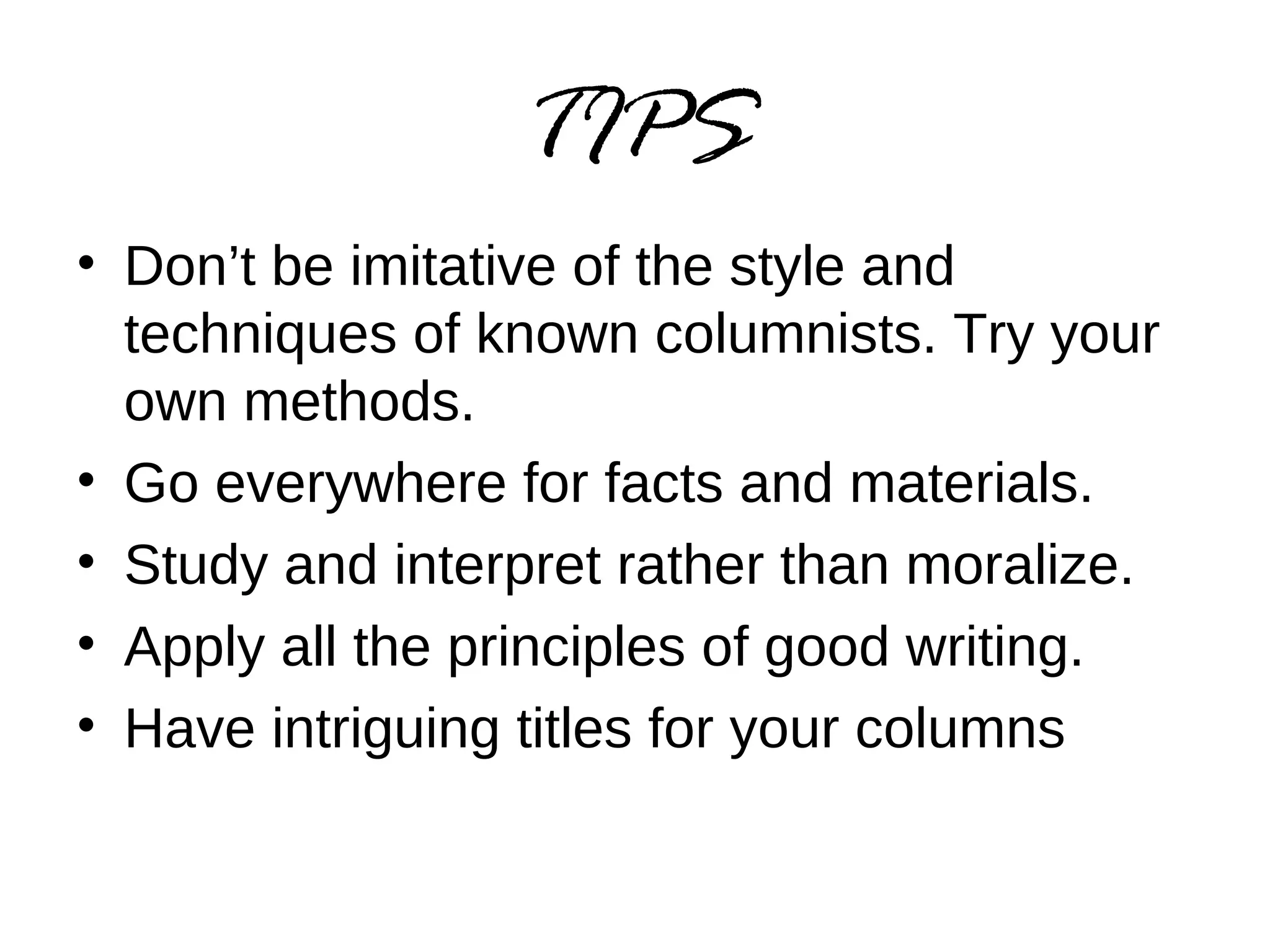Column writing | PPT
