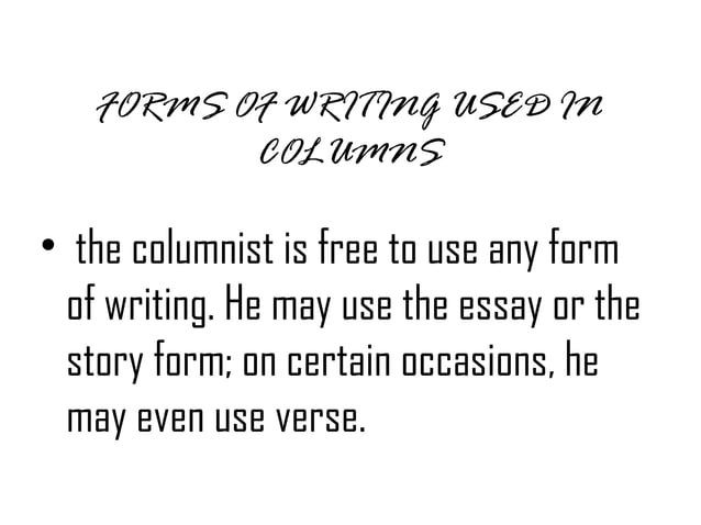 Column writing | PPT | Hobbies & Interests