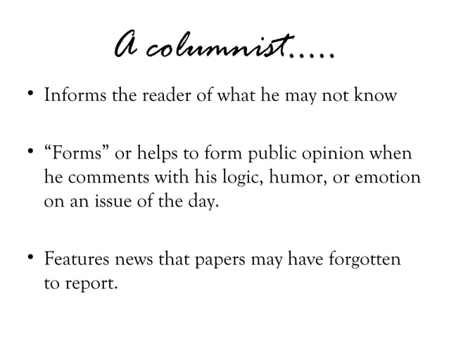 Column writing | PPT | Hobbies & Interests