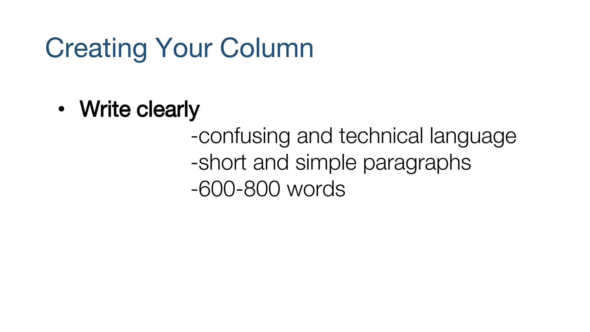 Column Writing How To Write Column Writing Ppt