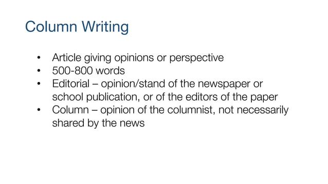 COLUMN WRITING-how to write column writing | PPTX | Hobbies & Interests
