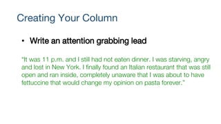 COLUMN WRITING-how to write column writing | PPTX