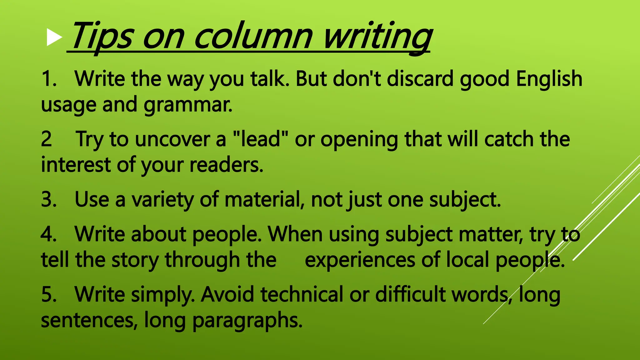 COLUMN WRITING.pptx1122113311441155116611 | PPTX