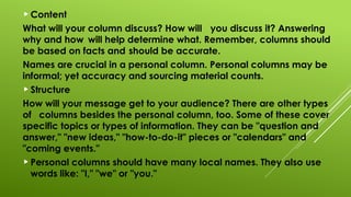 presentation on writing a column articles | PPTX
