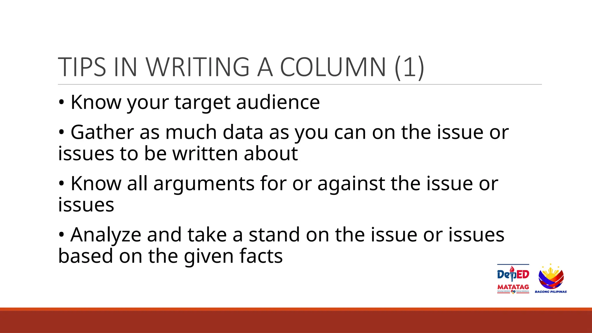 "'Upskilling lesson for Column Writing'" | PPTX