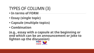 "'Upskilling lesson for Column Writing'" | PPTX