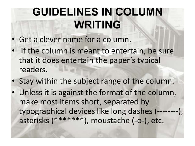 Column writing for publications | PPTX