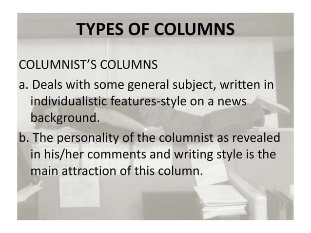 Column writing for publications