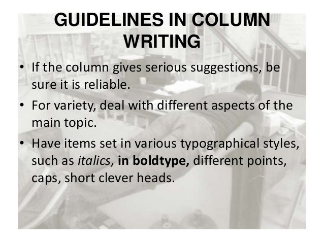 Column writing for publications