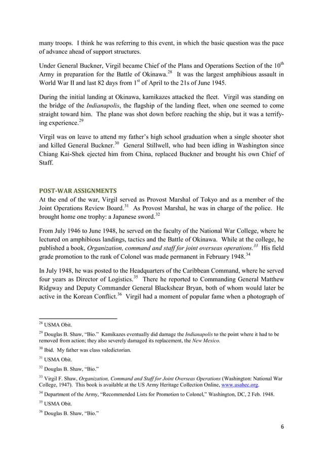 Col vf shaw bio | PDF