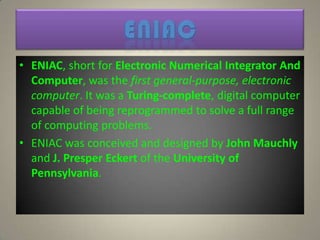 History of Computers (ENIAC and EDVAC) | PPTX