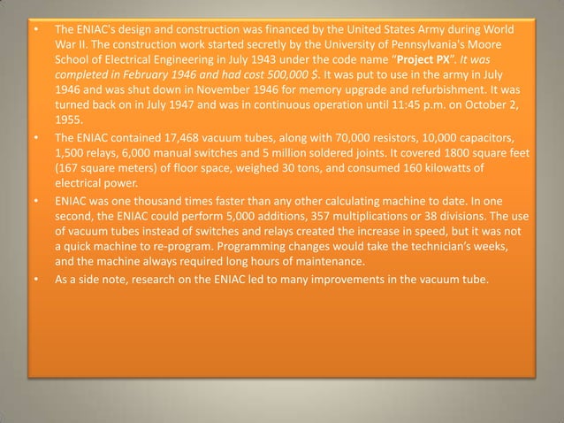 History of Computers (ENIAC and EDVAC) | PPTX