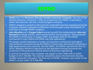 History of Computers (ENIAC and EDVAC) | PPTX