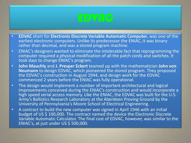 History of Computers (ENIAC and EDVAC) | PPTX