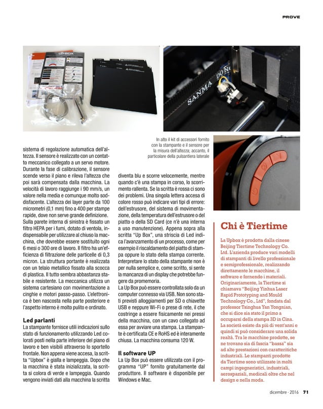 Recensione stampante 3D Tiertime Up Box distribuita da WL3D | PDF