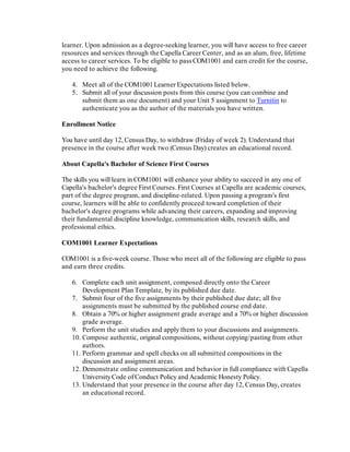 COM1001 Professional Communication and Development Course at Capella ...