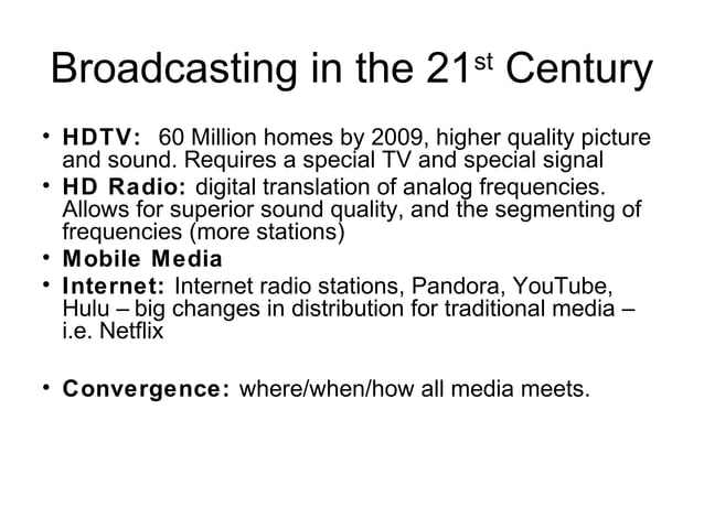 COM 110: Chapter 1 -- History of Broadcast Media | PPT | Technology ...