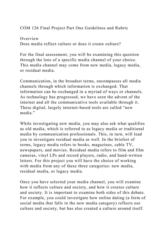 COM 126 Final Project Part One Guidelines and Rubric Overview .docx