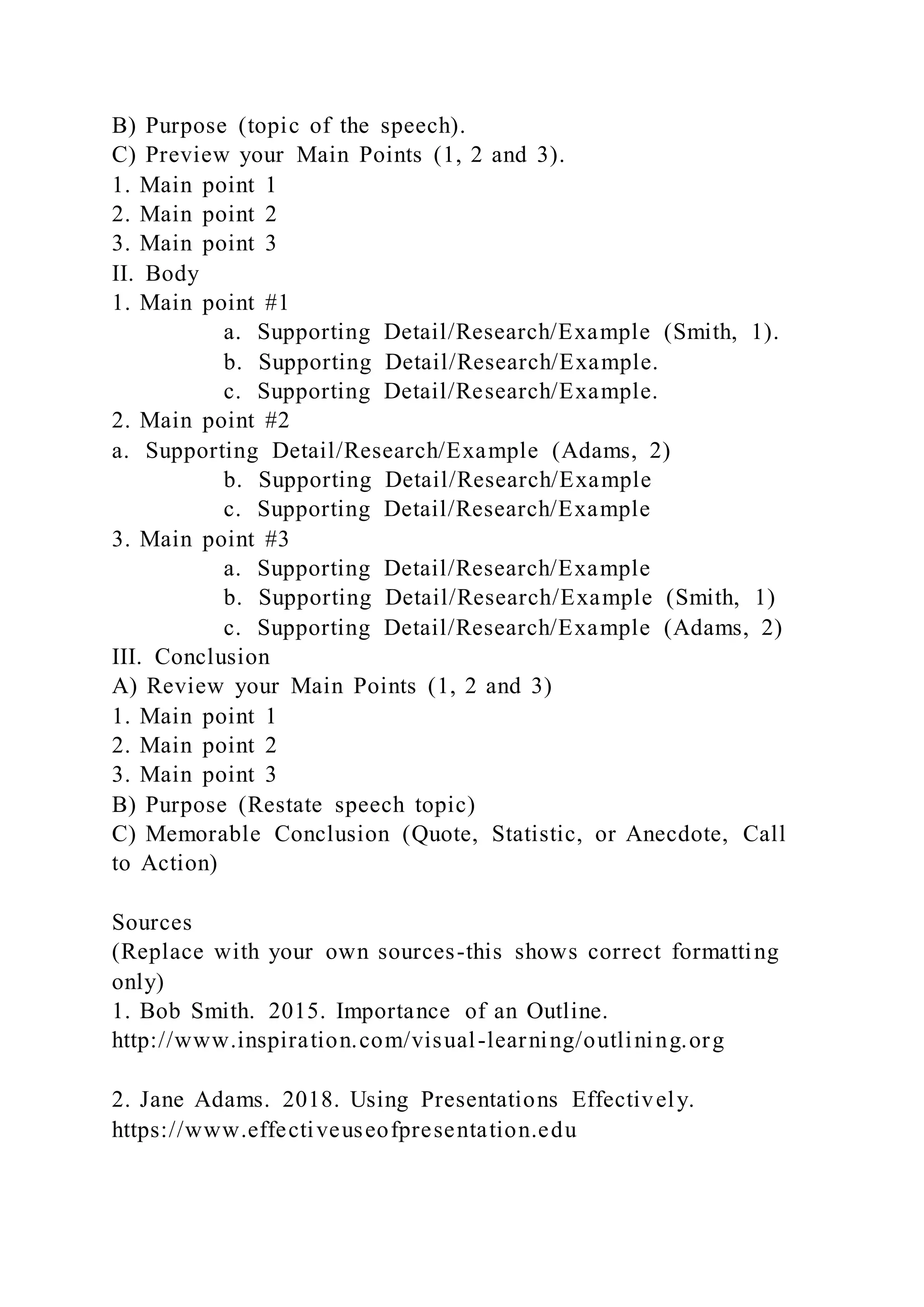 COM200 Assignment 4 Speech Outline Template | PDF
