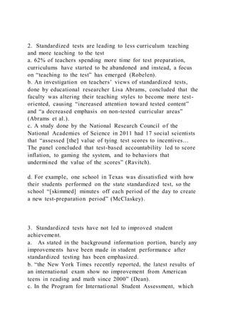 COM 2204HStandardized Testing Problem Speech OutlinePolicy P | DOCX ...