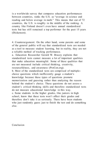 COM 2204HStandardized Testing Problem Speech OutlinePolicy P | DOCX ...