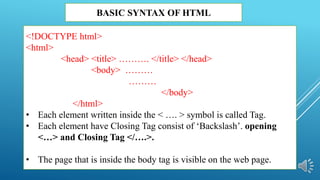 COM 311 LECTURE - 3.pptx | Web Design and HTML | Internet