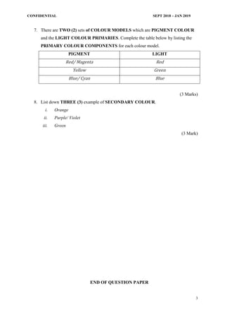 Answer Scheme for Quiz - COM 422: Graphic & Creative Design (2019) | PDF