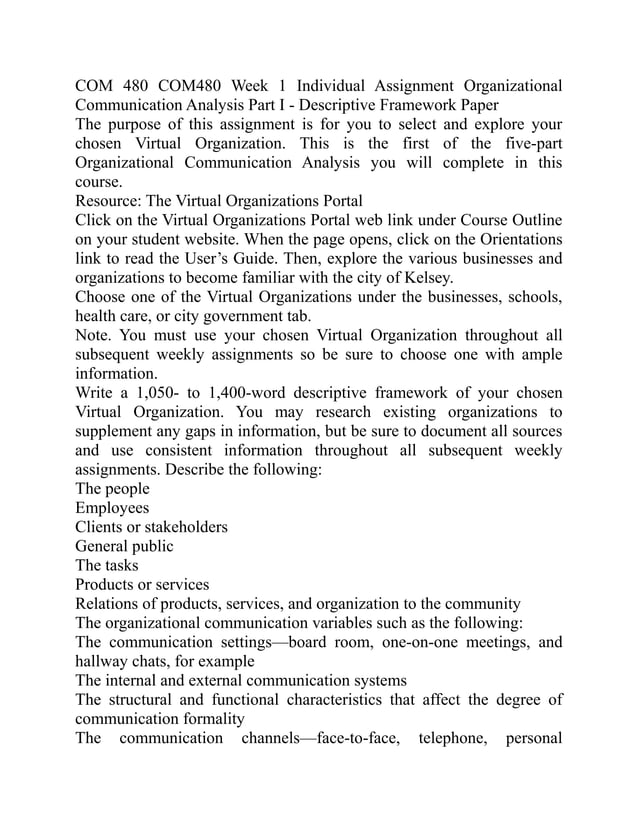 Com 480 Effective Communication-snaptutorial.com