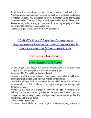 Com 480 Effective Communication-snaptutorial.com