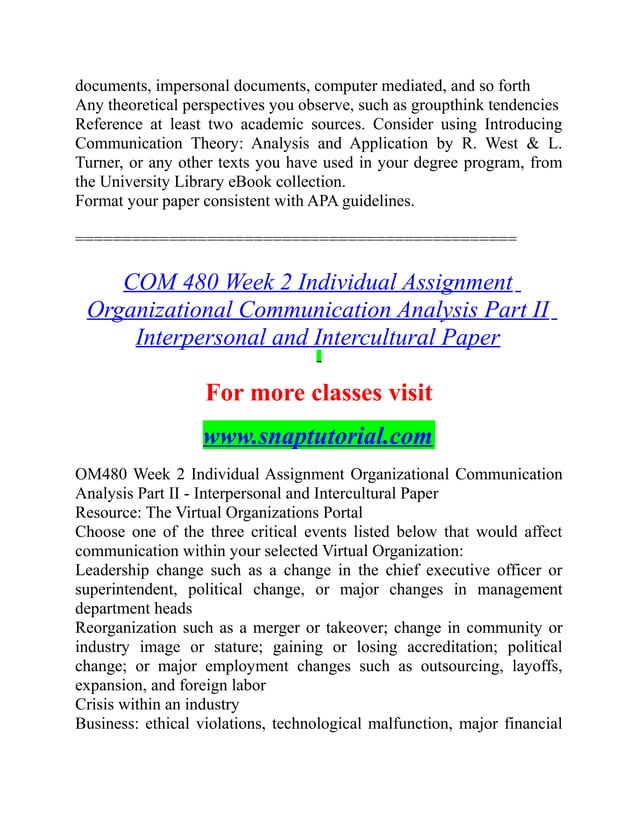 Com 480 Effective Communication-snaptutorial.com