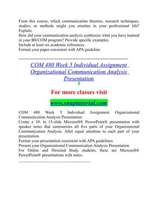 Com 480 Effective Communication-snaptutorial.com