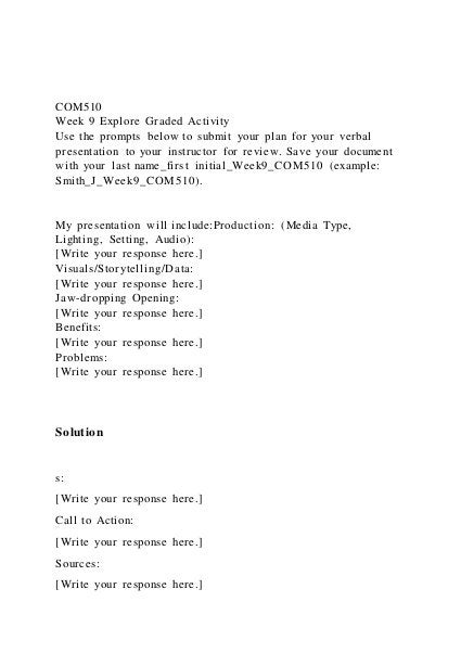 COM510Week 9 Explore Graded ActivityUse the prompts below to | PDF