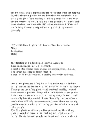 COM 540 Final Project II Presentation Guidelines and Rubric.docx