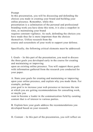 COM 540 Final Project II Presentation Guidelines and Rubric.docx