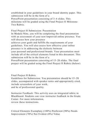COM 540 Final Project II Presentation Guidelines and Rubric.docx