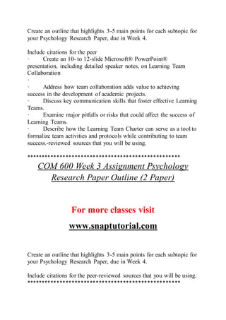 COM 600 Exceptional Education / snaptutorial.com | PDF | Free Download