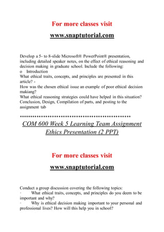 COM 600 Exceptional Education / snaptutorial.com | PDF