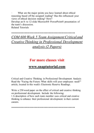 COM 600 Exceptional Education / snaptutorial.com | PDF