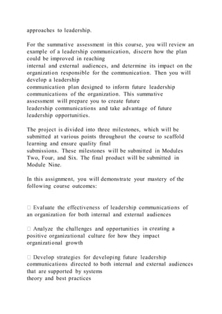 COM 600 Final Project Guidelines and Rubric Overview | PDF