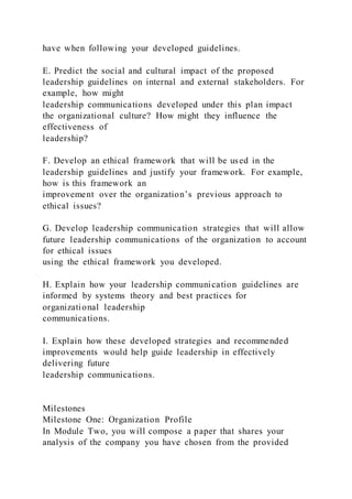 COM 600 Final Project Guidelines and Rubric Overview | PDF