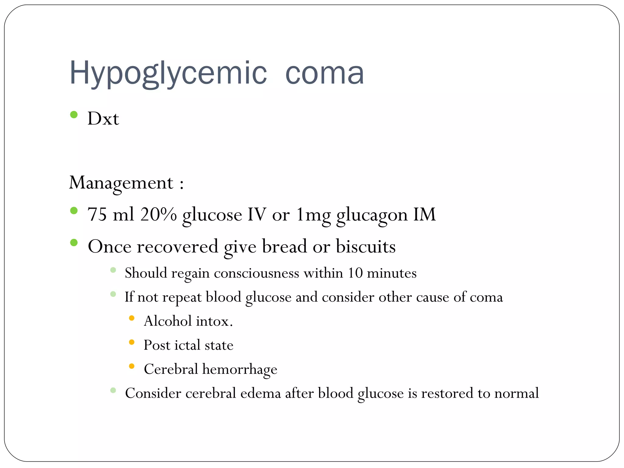 Coma In Diabetic Patient | PPT