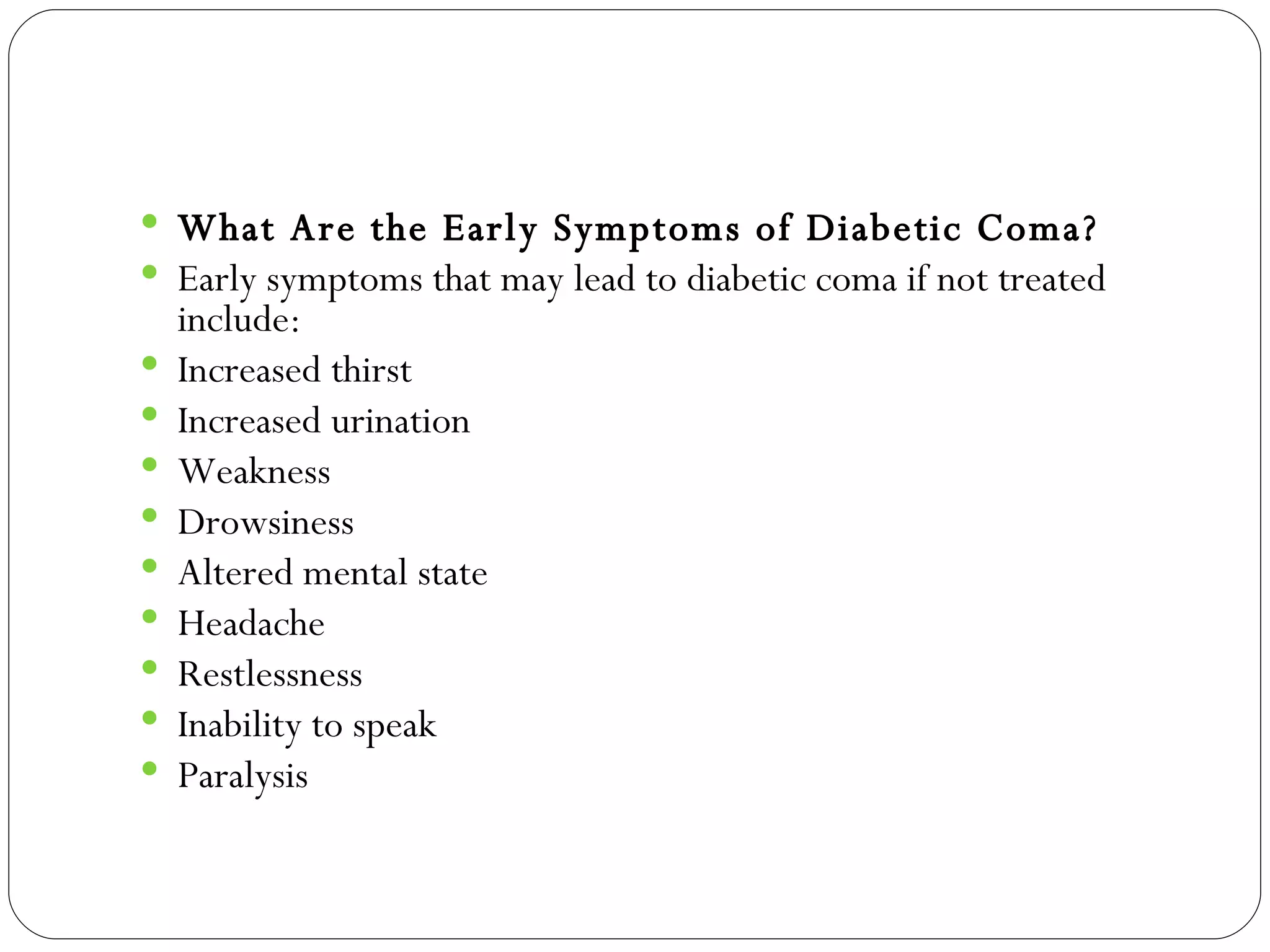 Coma In Diabetic Patient | PPT