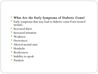 Coma In Diabetic Patient | PPT