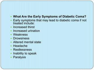 Coma In Diabetic Patient | PPTX