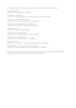 Comando basico switch | TXT