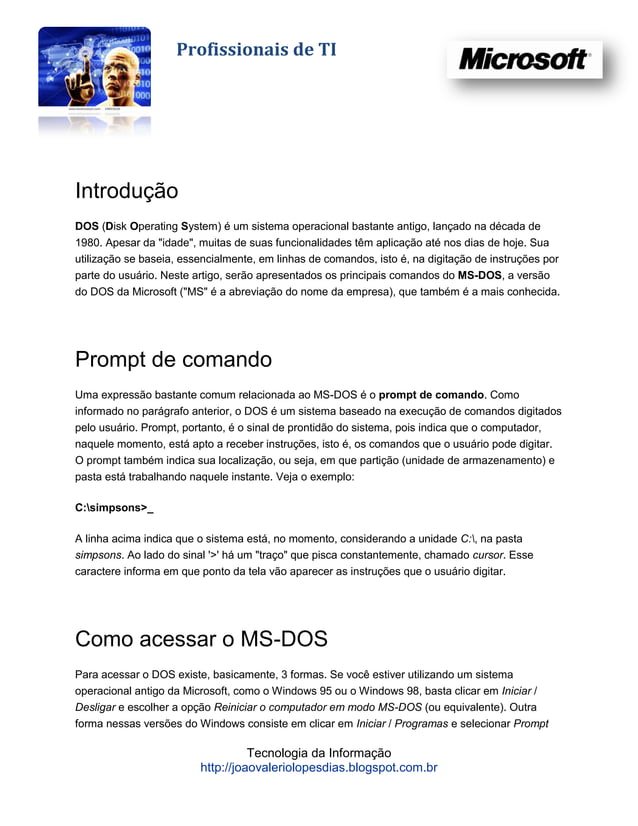 Comandos basicos do ms dos | PDF