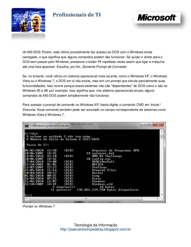 Comandos basicos do ms dos