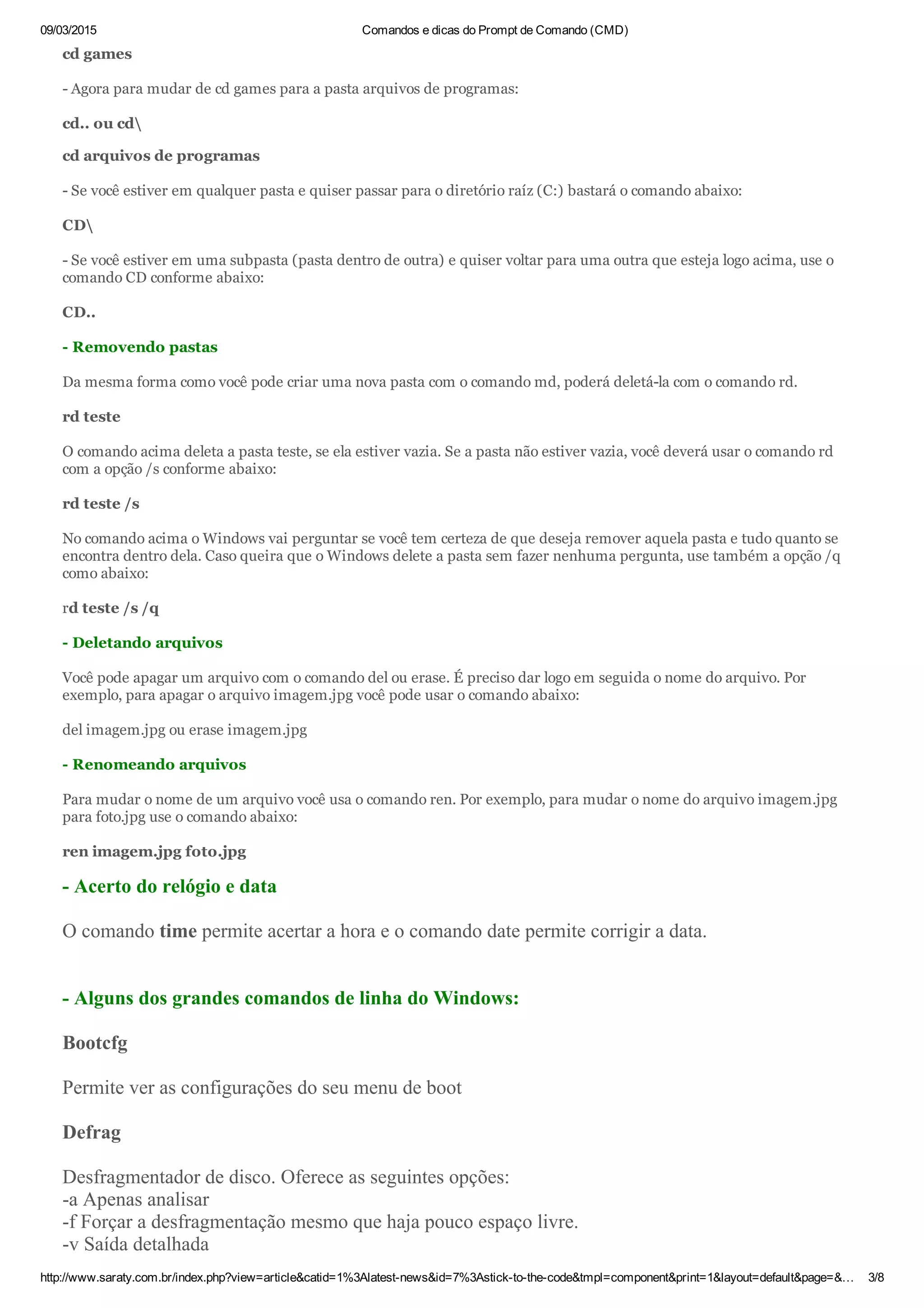 Comandos e dicas do prompt de comando (cmd) | PDF | Operating Systems ...