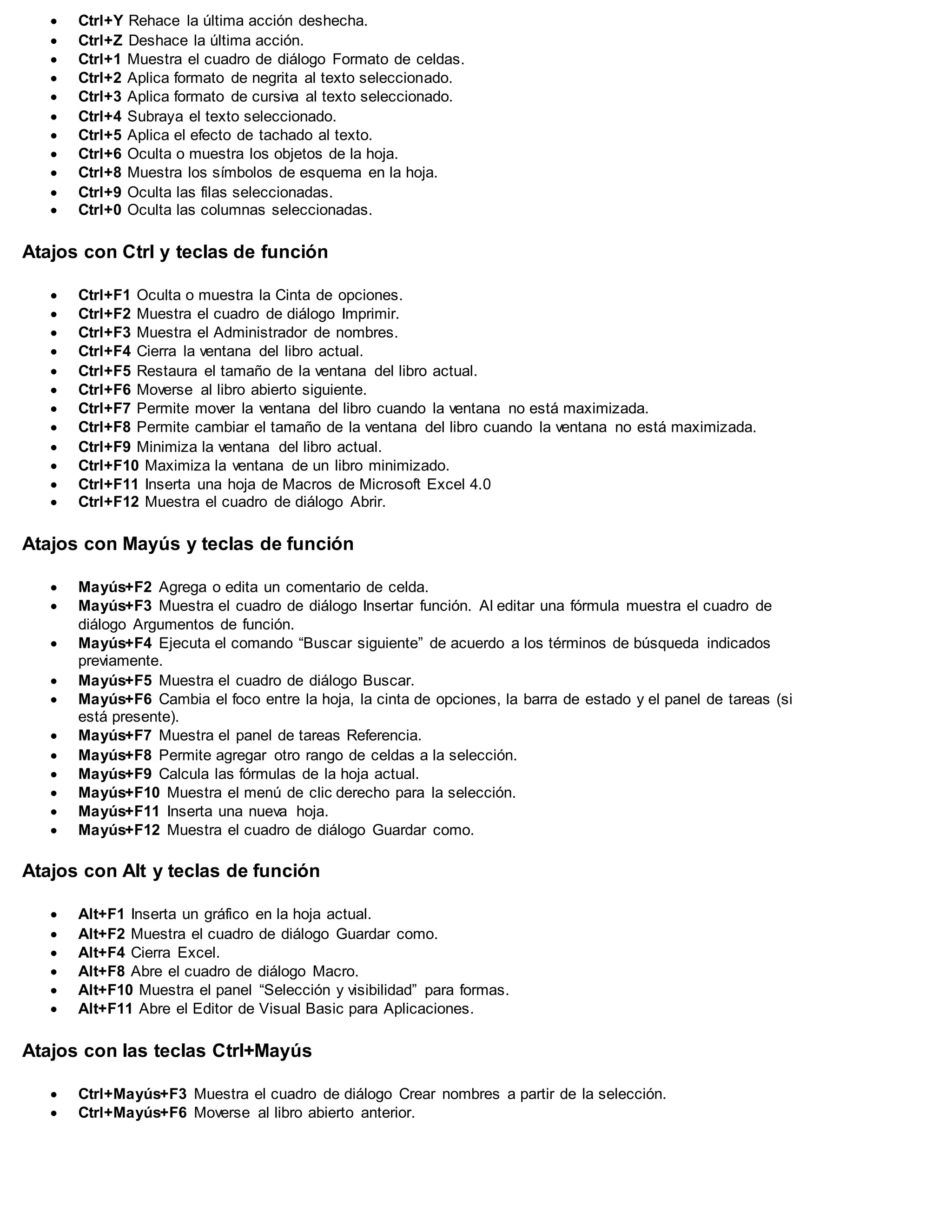 Comandos para excel | DOCX