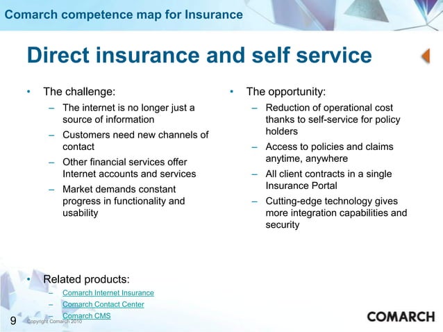 Comarch Competence Map For Insurance | PPT